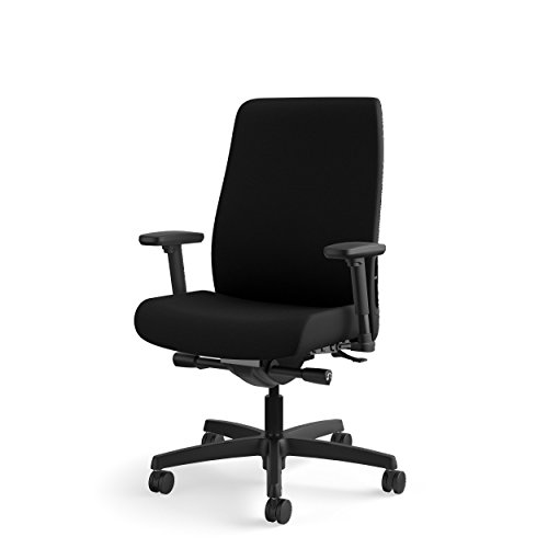 HON Endorse Mid-Back Task Chair- Upholstered Computer Chair for Office Desk, Black (HLWU)