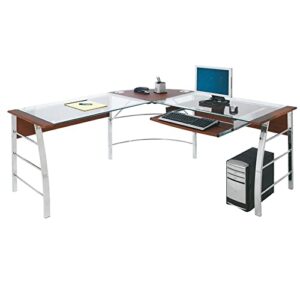 realspace® mezza 62"w l-shaped desk, cherry/chrome