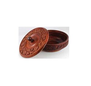 azuregreen rb339 wooden ritual bowl with lid