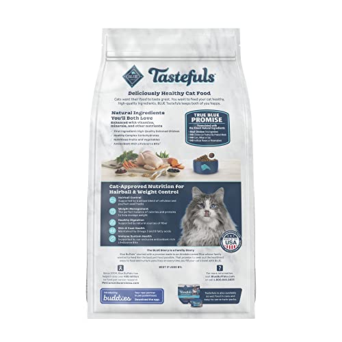 Blue Buffalo Tastefuls Weight & Hairball Control Natural Adult Dry Cat Food, Chicken, 7lb bag