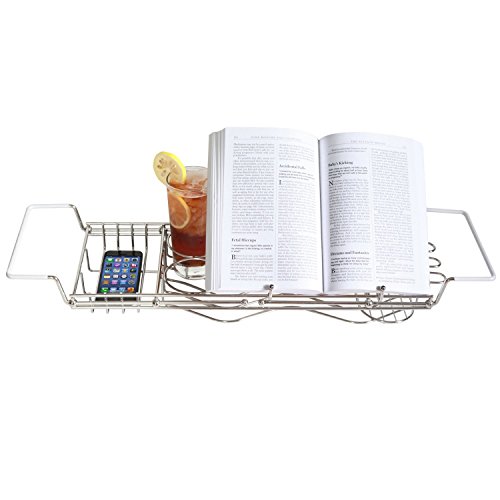 ToiletTree Products Stainless Steel Bath Caddy - Rust-Resistant Bathtub Shelf to Hold Books, Drinks, Phones, and Tablets - Luxury Bath Caddy Tray for Bathroom Accessories