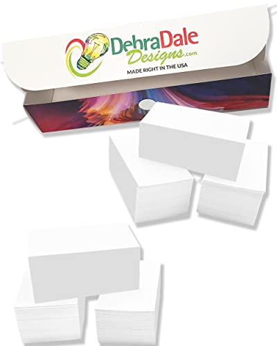 USA-Made Debra Dale Designs 1,000 pocket-sized blank white index cards (2"x3.5"), 110# index. BONUS storage box! Ideal for math, sight words & language