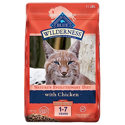 Blue Buffalo Cat Food for Indoor Cats, Hairball Control & Weight Management, Natural Chicken Recipe, Adult Indoor Dry Cat Food, 11 lb bag