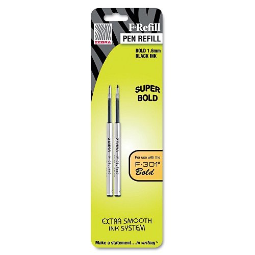 Zebra F-Refill, 1.6mm, Black Ink, 2 Pack (82712) by Zebra Pen