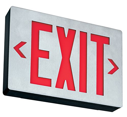 Lithonia Lighting LE S 1 R EL N SD LED Aluminum Emergency Exit Sign, 2 watts, Silver