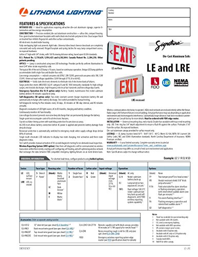 Lithonia Lighting LE S 1 R EL N SD LED Aluminum Emergency Exit Sign, 2 watts, Silver