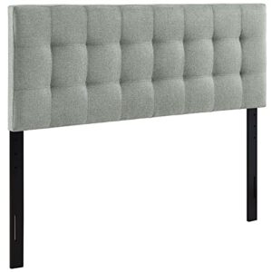 modway lily tufted linen fabric upholstered king headboard in gray