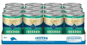 blue buffalo freedom grain free natural adult wet dog food, lamb 12.5oz cans (pack of 12)