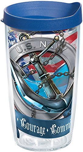 Tervis Navy Made in USA Double Walled Insulated Tumbler Travel Cup Keeps Drinks Cold & Hot, 16oz, Anchor