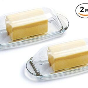 Anchor Hocking Presence Glass Butter Dish With Cover Set of 2, Clear