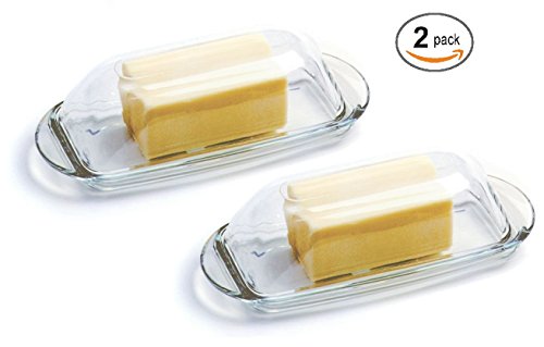 Anchor Hocking Presence Glass Butter Dish With Cover Set of 2, Clear