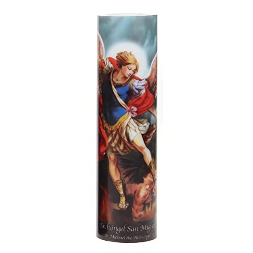 Stonebriar St. Micheal Flameless LED Devotional Prayer Candle with Automatic Timer