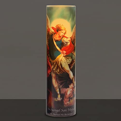 Stonebriar St. Micheal Flameless LED Devotional Prayer Candle with Automatic Timer