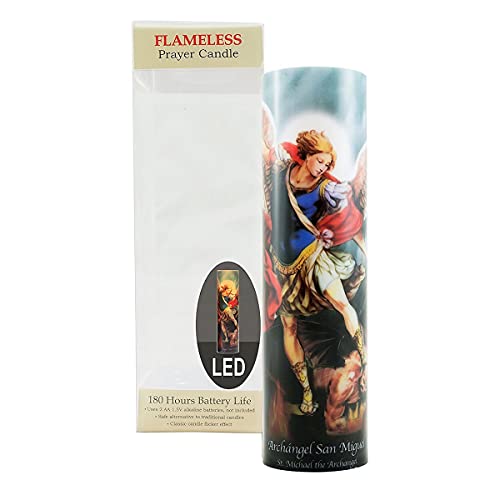 Stonebriar St. Micheal Flameless LED Devotional Prayer Candle with Automatic Timer