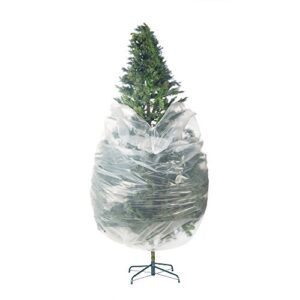 tree storage cover or disposal bag- for christmas trees up to 7.5 ft tall-store artificial trees upright & decorated all year long by elf stor (clear)