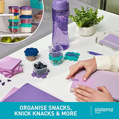 Sistema To Go Collection Mini Knick Knack Snack Container, 2.09 oz./62 mL, Pink/Green/Blue/Purple, 4 Count