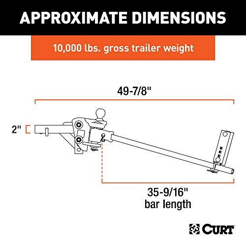 CURT 17500 TruTrack Weight Distribution Hitch with Sway Control, Up to 10K, 2-In Shank, 2-5/16-Inch Ball, Black