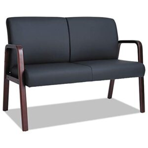 alera alerl2219m 44.88 in. x 26.13 in. x 33 in. reception lounge series wood loveseat - black/mahogany