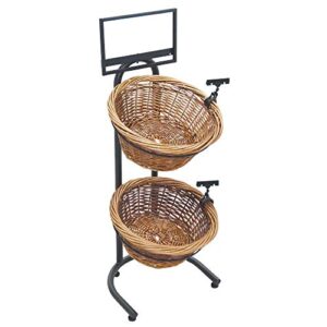 basket stand merchandising rack wicker 2-1 tiered