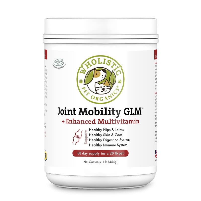 Wholistic Pet Organics - Dog Joint Supplement: Joint Mobility with Green Lipped Mussel - 1 Lb - Dogs Hip and Joint Support Supplement - Glucosamine Chondroitin for Dogs with MSM, Vitamins & Minerals