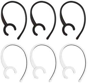 usa made 6 large clamp ear hook replacements - retail packaging - black/clear