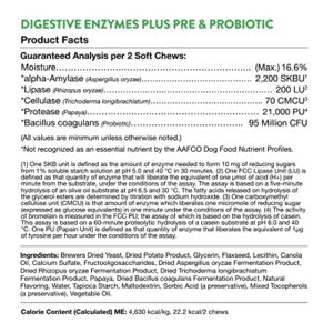 NaturVet – Digestive Enzymes - Plus Probiotics & Prebiotics – Helps Support Diet Change & A Healthy Digestive Tract – for Dogs & Cats (Soft Chews, 120 Count)