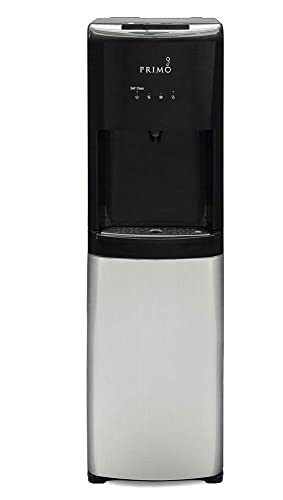 Primo Bottom-Loading Self-Sanitizing Water Dispenser, 3 Temp (Hot-Cool-Cold) Water Cooler Water Dispenser for 5 Gallon Bottle w/Child Safety Lock, Black and Stainless Steel