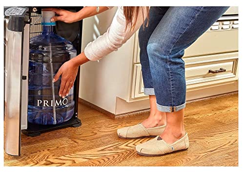 Primo Bottom-Loading Self-Sanitizing Water Dispenser, 3 Temp (Hot-Cool-Cold) Water Cooler Water Dispenser for 5 Gallon Bottle w/Child Safety Lock, Black and Stainless Steel