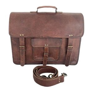 KPL 18 INCH Leather Briefcase Laptop Messenger Bag Satchel Office computer bag for men and women (18 INCH)