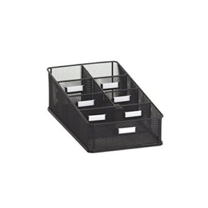 safco products 3291bl onyx mesh condiment carton organizer | 7 compartments | break room, classroom supply organizer | steel metal mesh | includes labels | black