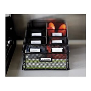 Safco Products 3291BL Onyx Mesh Condiment Carton Organizer | 7 Compartments | Break Room, Classroom Supply Organizer | Steel Metal Mesh | Includes Labels | Black