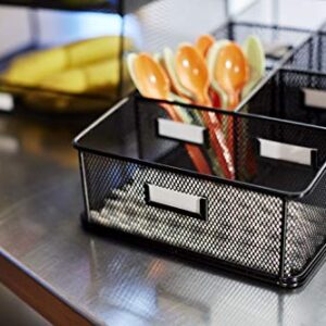 Safco Products 3291BL Onyx Mesh Condiment Carton Organizer | 7 Compartments | Break Room, Classroom Supply Organizer | Steel Metal Mesh | Includes Labels | Black