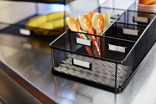 Safco Products 3291BL Onyx Mesh Condiment Carton Organizer | 7 Compartments | Break Room, Classroom Supply Organizer | Steel Metal Mesh | Includes Labels | Black