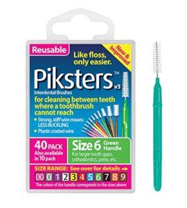 piksters interdental brushes (40 pack, size 6 (green))