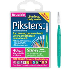 Piksters Interdental Brushes (40 Pack, Size 6 (Green))