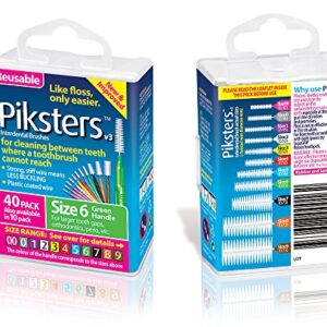 Piksters Interdental Brushes (40 Pack, Size 6 (Green))