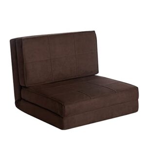 urban shop ultra suede convertible flip chair, l28.5 x w29.53 x h23.0, brown