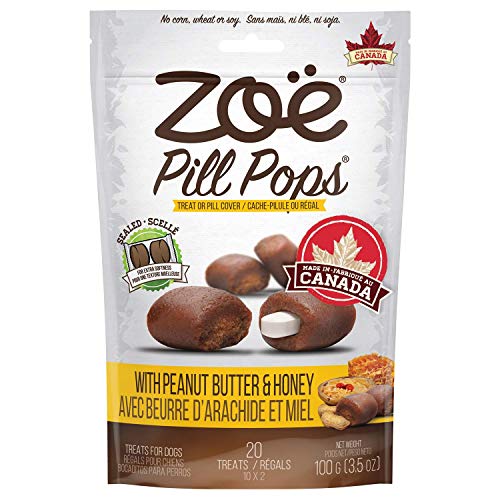 Zoë Pill Pops for Dogs, Healthy Dog Treats, All Natural Dog Treats to Hide Medication, Peanut Butter with Honey Recipe, 3.5 oz