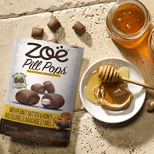 Zoë Pill Pops for Dogs, Healthy Dog Treats, All Natural Dog Treats to Hide Medication, Peanut Butter with Honey Recipe, 3.5 oz