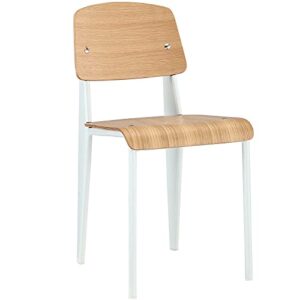 modway cabin modern wood and metal kitchen and dining room chair in natural white