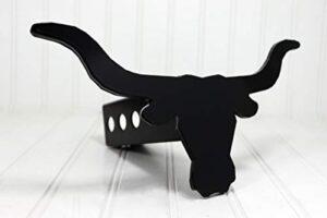 custom hitch covers 12749-matte black longhorn hitch cover, 2"