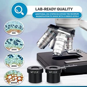 AmScope - 40X-2500X LED Digital Binocular Compound Microscope with 3D Stage + 0.3 MP USB Camera