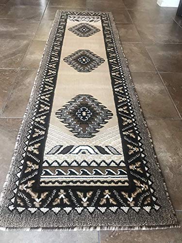 Southwest Native American Runner Rug Berber Design #D143 (2ftx7ft.1in.)