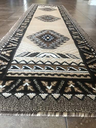 Southwest Native American Runner Rug Berber Design #D143 (2ftx7ft.1in.)