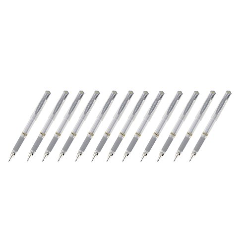 Uni-Ball Signo UM-153 Gel Ink Rollerball Pen, 1.0mm, Broad Point, Silver Ink, Pack of 12