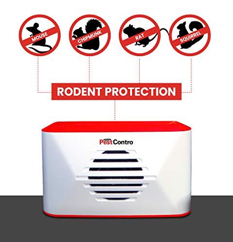 PestContro Portable Ultrasonic Rodent Repeller, Cordless Non-Lethal Pest Control, Dual Frequency, Mice Rats Squirrels Chipmunks Kitchen Office Garage Basement Shed Storage Attic