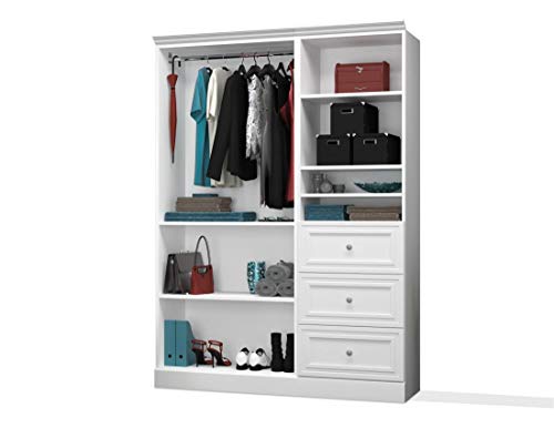 Bestar Versatile Closet Organizer with Drawers, 61W, White