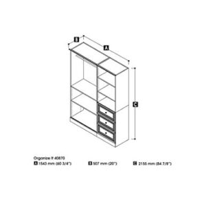 Bestar Versatile Closet Organizer with Drawers, 61W, White