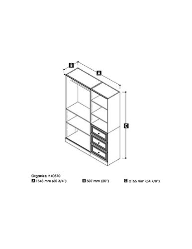 Bestar Versatile Closet Organizer with Drawers, 61W, White