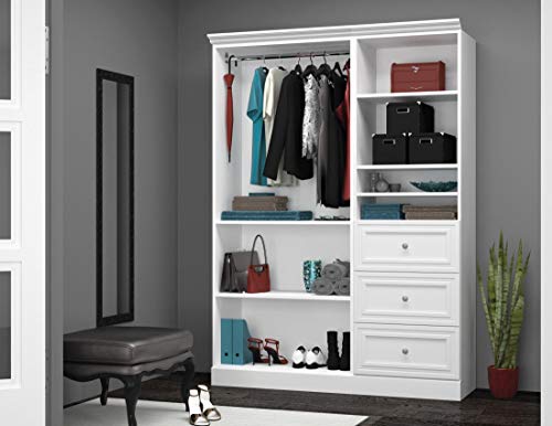 Bestar Versatile Closet Organizer with Drawers, 61W, White